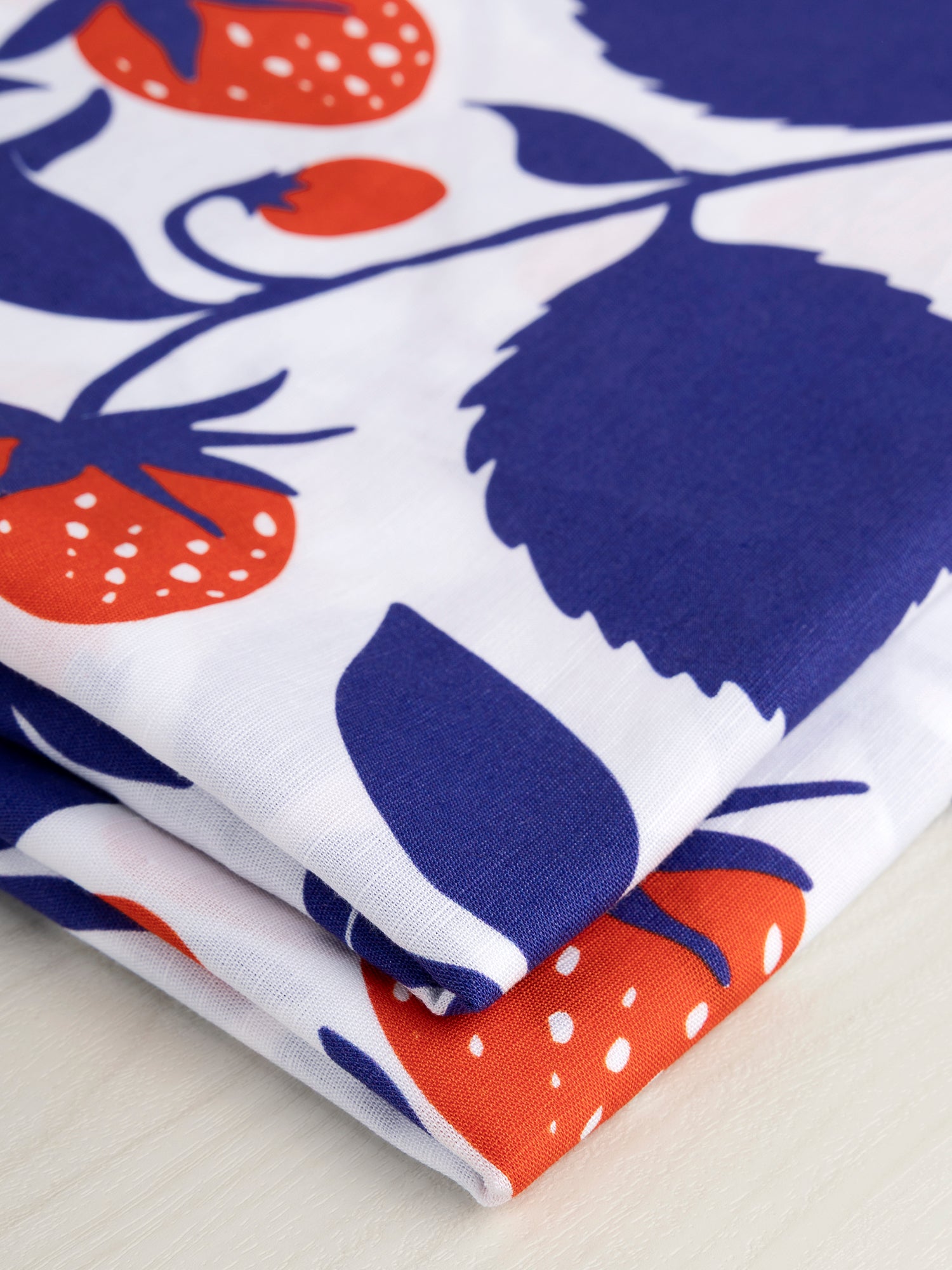 red patterned linen fabric