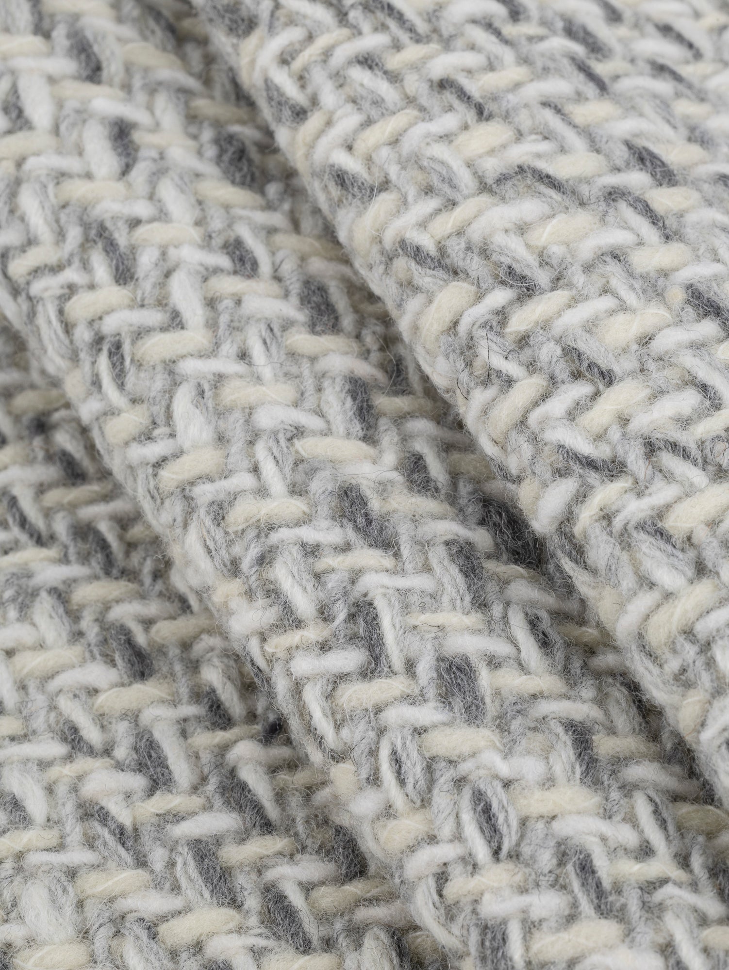 Italian Wool Bouclé Tweed Deadstock - Cream + White + Grey | Core Fabrics
