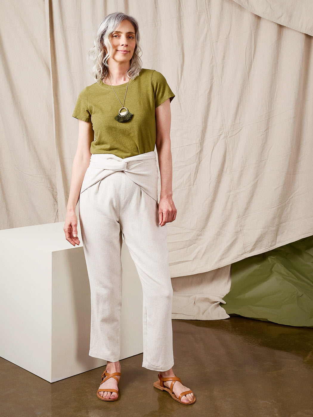 Ensemble pantalon Jade | Lin viscose texturé fôret – Core Fabrics