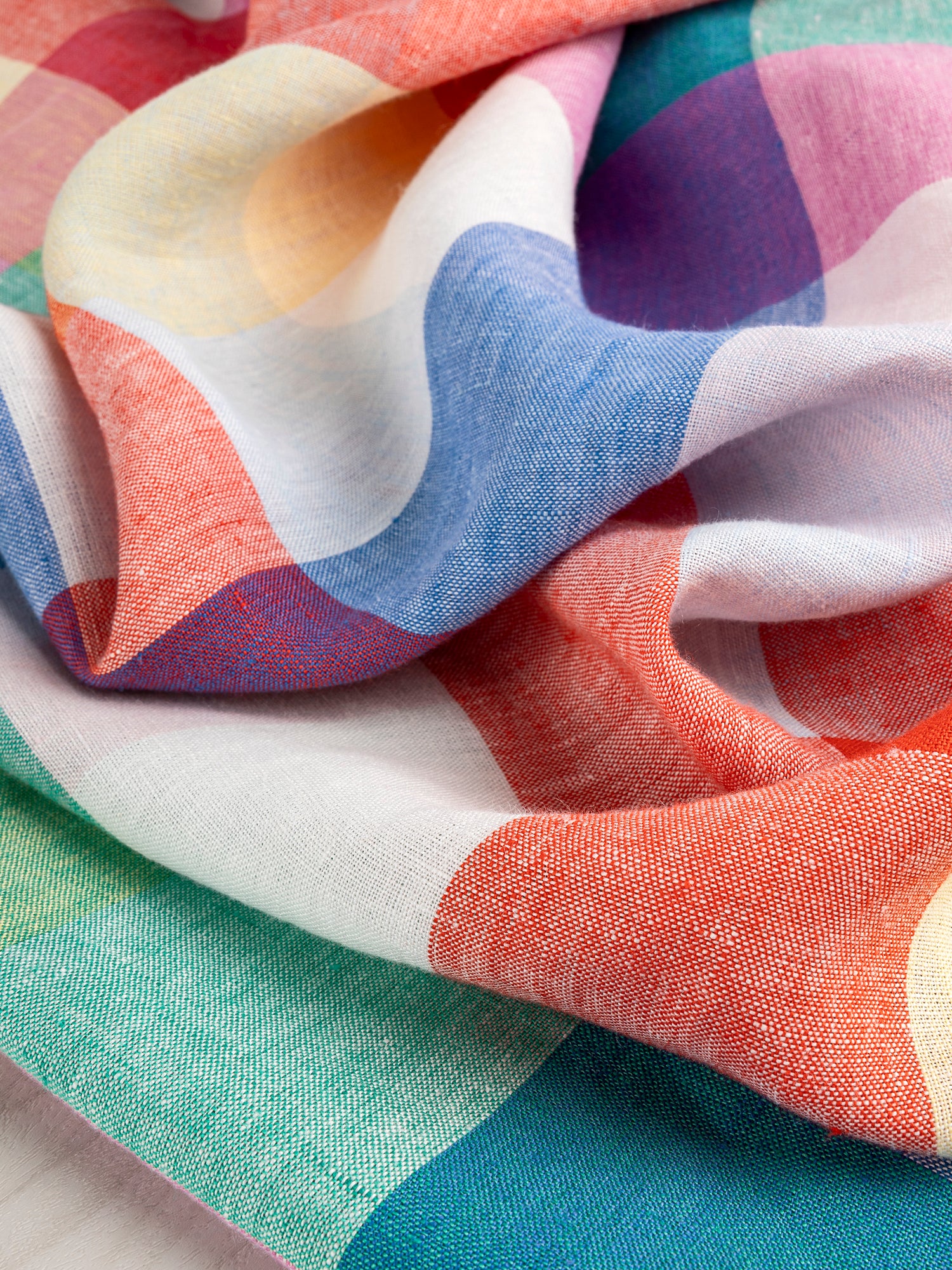 Rainbow Check European Linen - Emerald + Sapphire + Ruby + White | Core ...